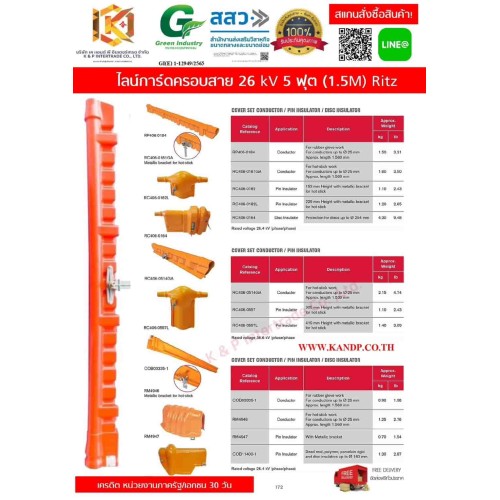 Line Guard การ์ดครอบสาย Conductor Cover 26 kV 5 ฟุต (1.5M) Ritz